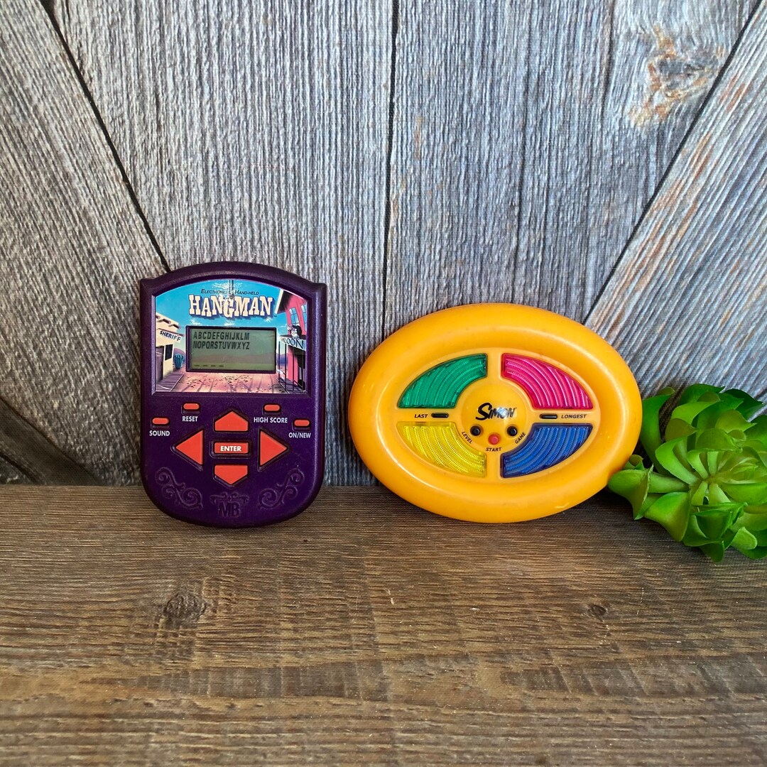 2 Vintage Electric Handheld Games Hang Man and Simon Says Miniature LCD ...