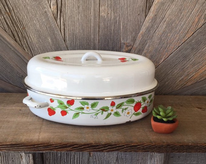 Vintage Enamel Roaster Roasting Pan Rooster Roaster Chicken - Etsy