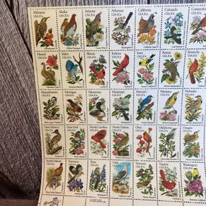 Vintage US State Flowers and Birds Stamps, United States Stamps First ...