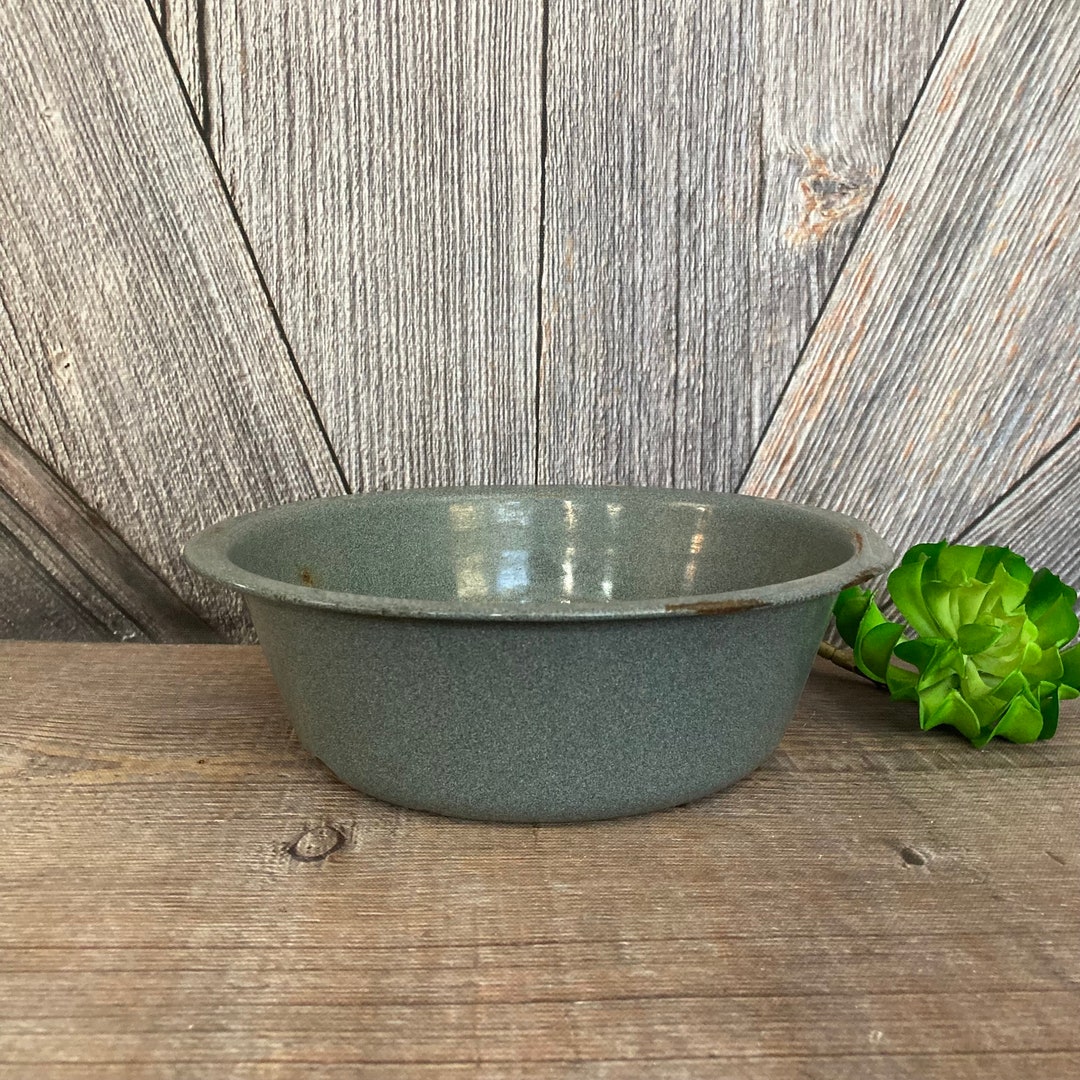 Vintage Enamel Small 9 Inch Bowl {enamelware Basin Gray Marbled ...