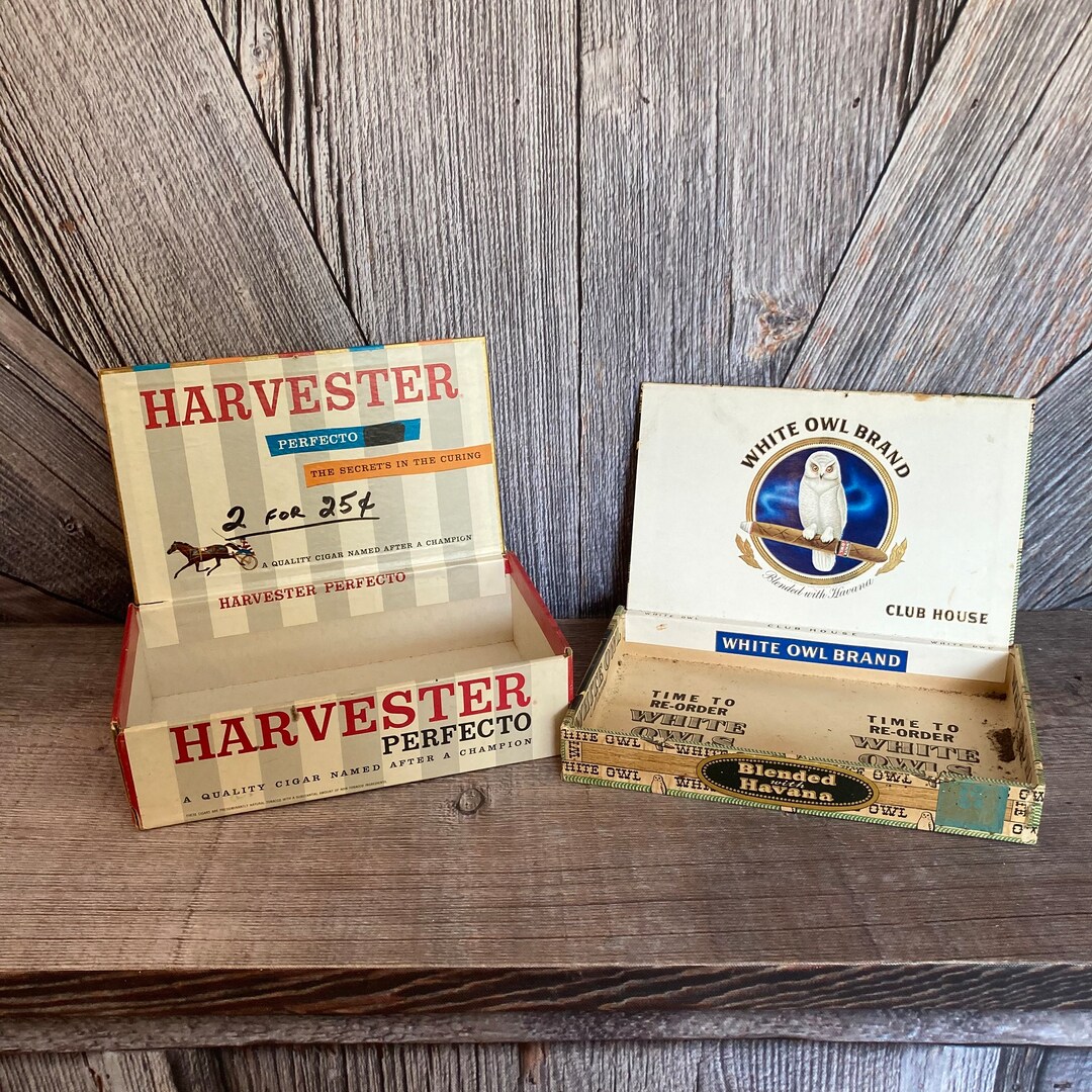 2 Vintage Cigar Boxes Authentic Cigar Box {white Owl Harvester} Vintage ...