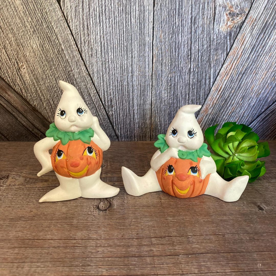 Vintage Ghosts Ceramic Figurines {halloween Decoration} White Ceramic ...