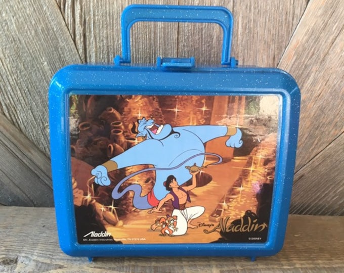 Aladdin Lunch Box {vintage 90's Disney Sparkle Blue Plastic Lunch Box ...