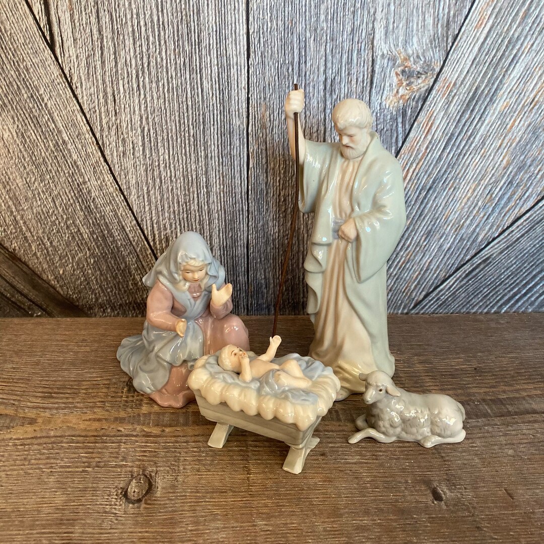Vintage Christmas Nativity 4 Piece Porcelain Enesco 1988 Set Nativity ...
