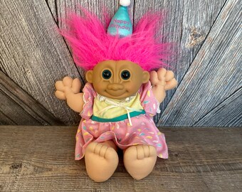Vintage Dam Troll Doll Happy Birthday Girl, Pink Hair Trolls 5 - Etsy
