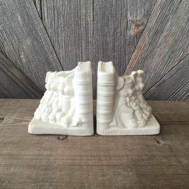 Bunny Book Ends ceramic White Bunny Rabbit Statue Bookends 2 | Etsy