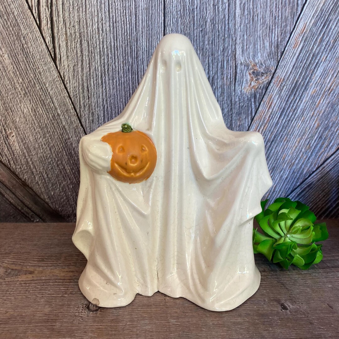 Vintage Ghost Figurine {large Ceramic Ghost Halloween Decoration} Baby ...