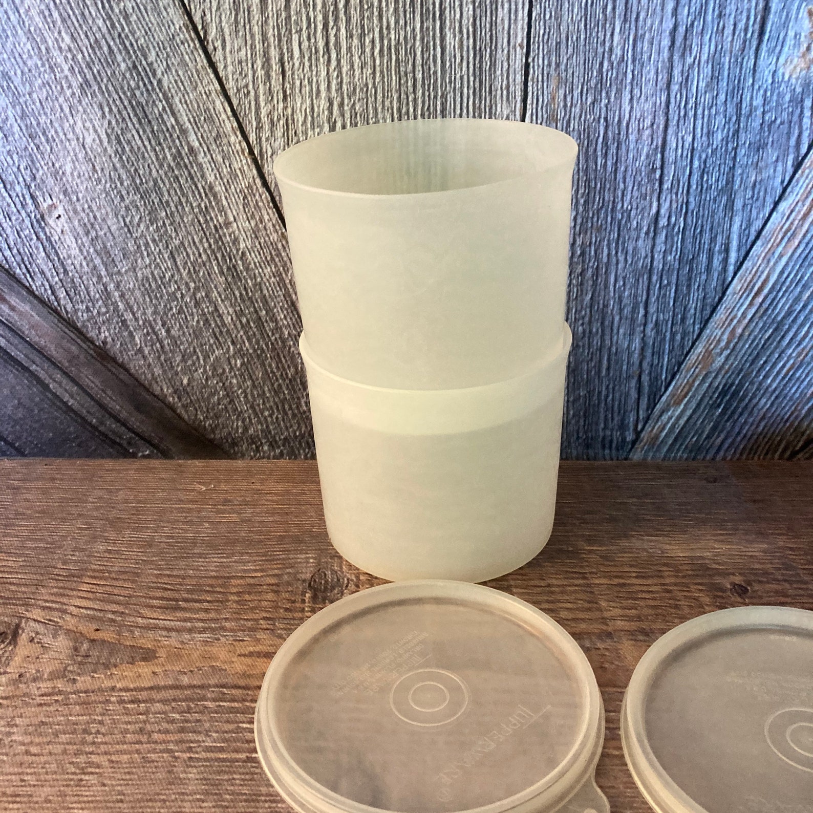 2 Vintage Tupperware Clear Container Bowl Set Plastic Round - Etsy