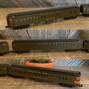 3 Vintage AHM Lima N Scale Trains Santa Fe ATSF Passenger Car Set Pullman 1:160 N Gauge With ...