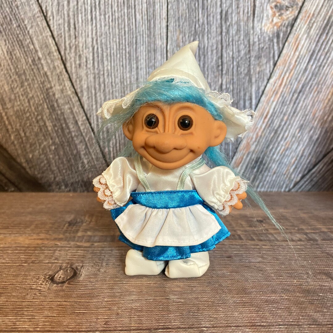 Vintage Dutch Troll Doll {dutch Girl Troll With Blue Hair Hat} Russ ...