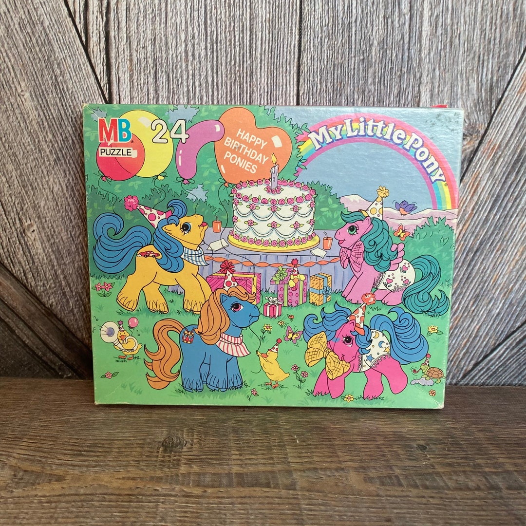 Vintage My Little Pony Puzzle 24 Piece Milton Bradley Happy Birthday ...