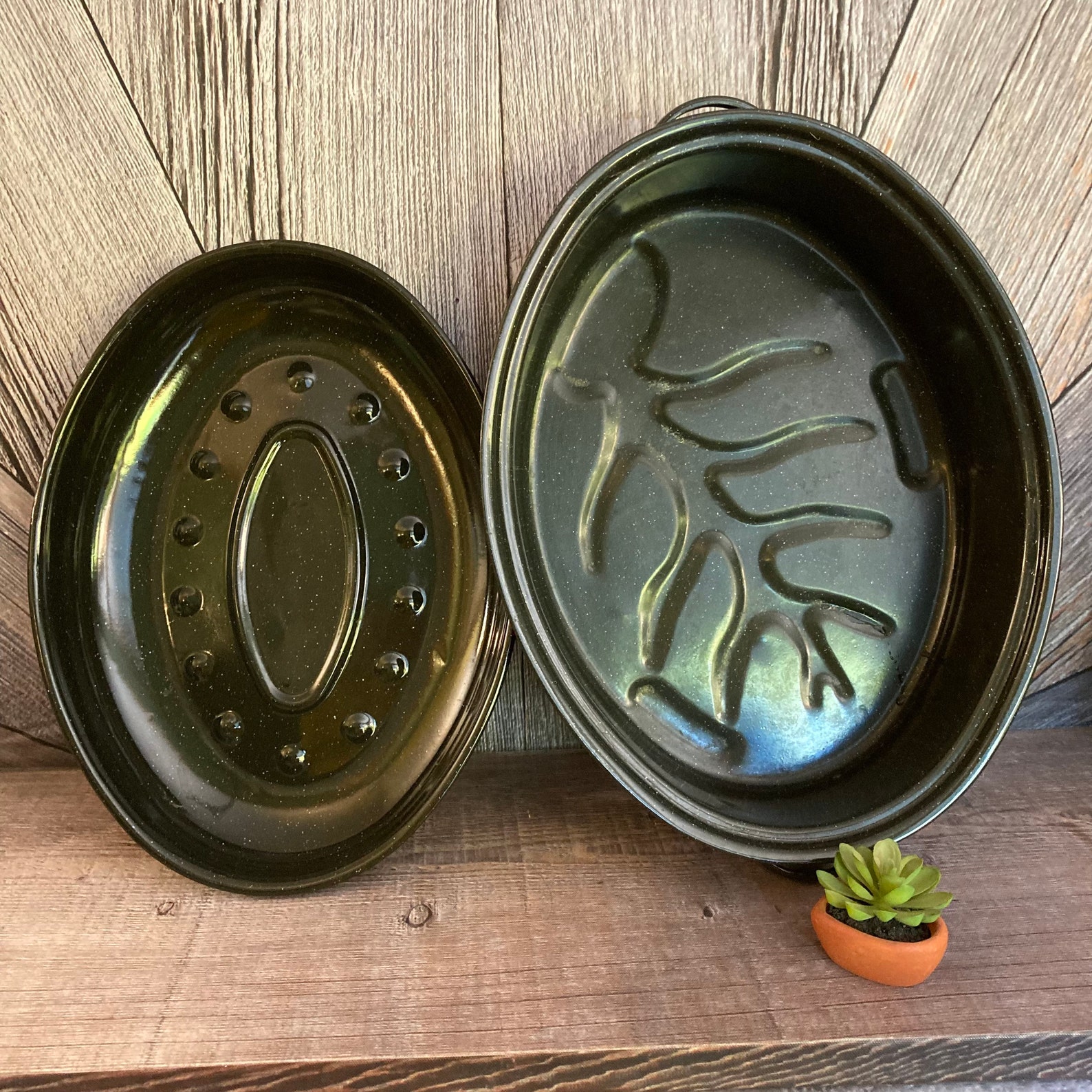 Vintage Enamel Roaster Roasting Pan Rooster Roaster Chicken - Etsy