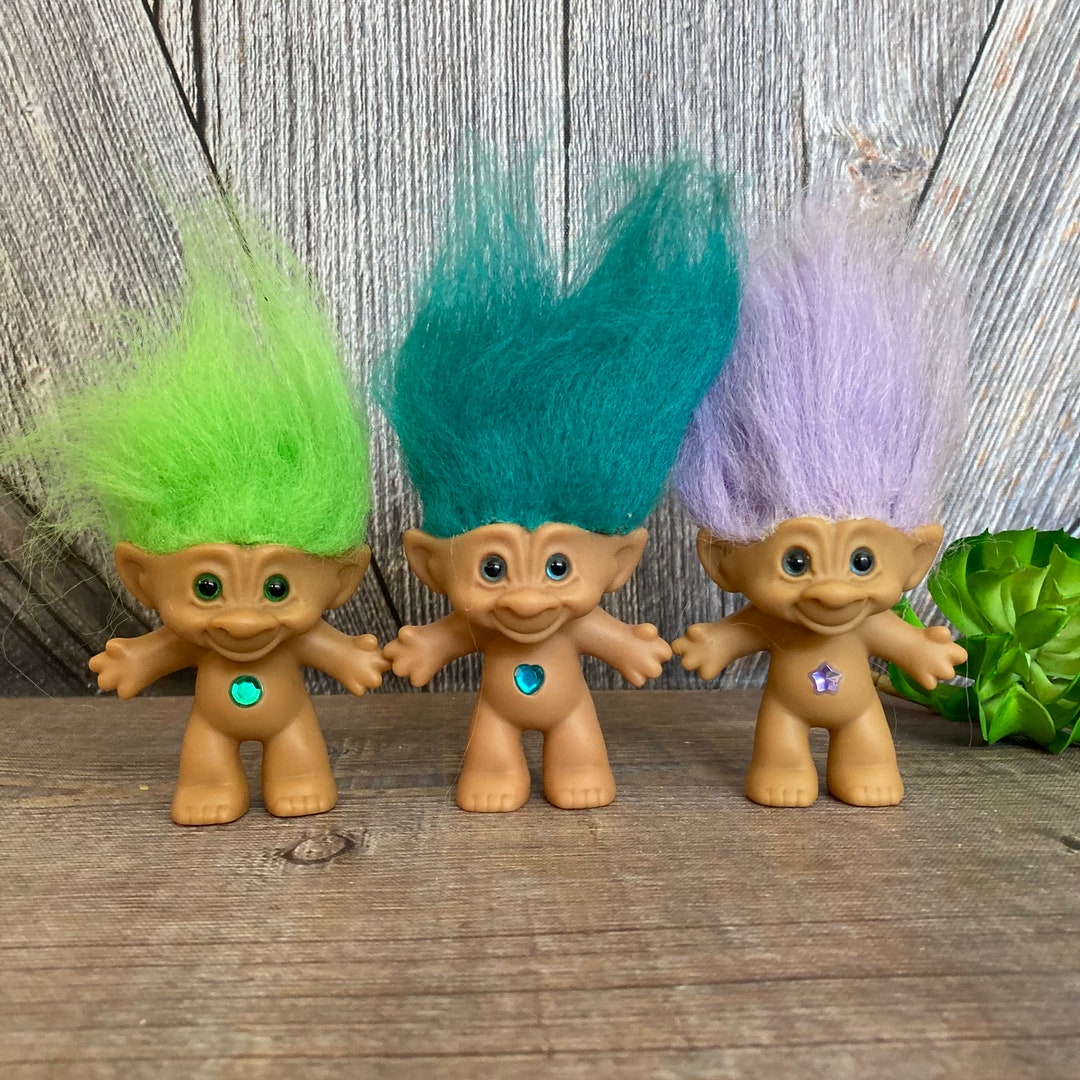 Vintage Troll Dolls 3 Treasure Trolls Ace Novelty 3 Inch Troll Vintage Troll Doll Naked Jewel