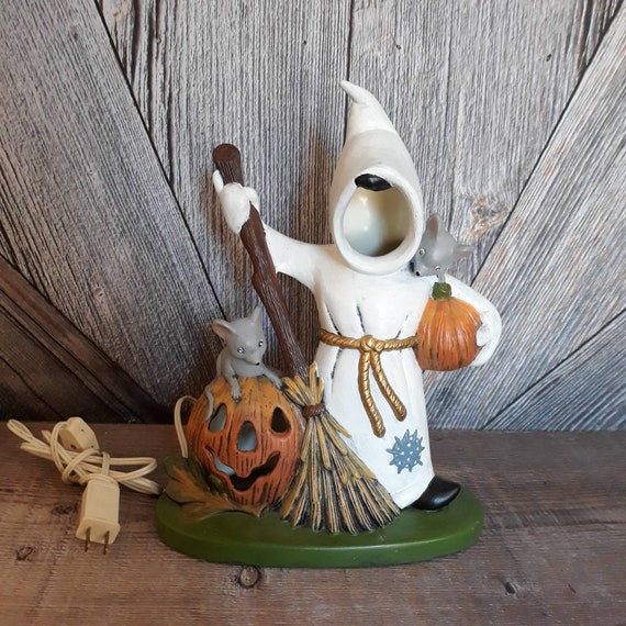 Vintage Halloween Ceramic Large Pumpkin Ghost Light {… - Gem Vintage Halloween Ceramic Large Pumpkin Ghost Light {… - Gem