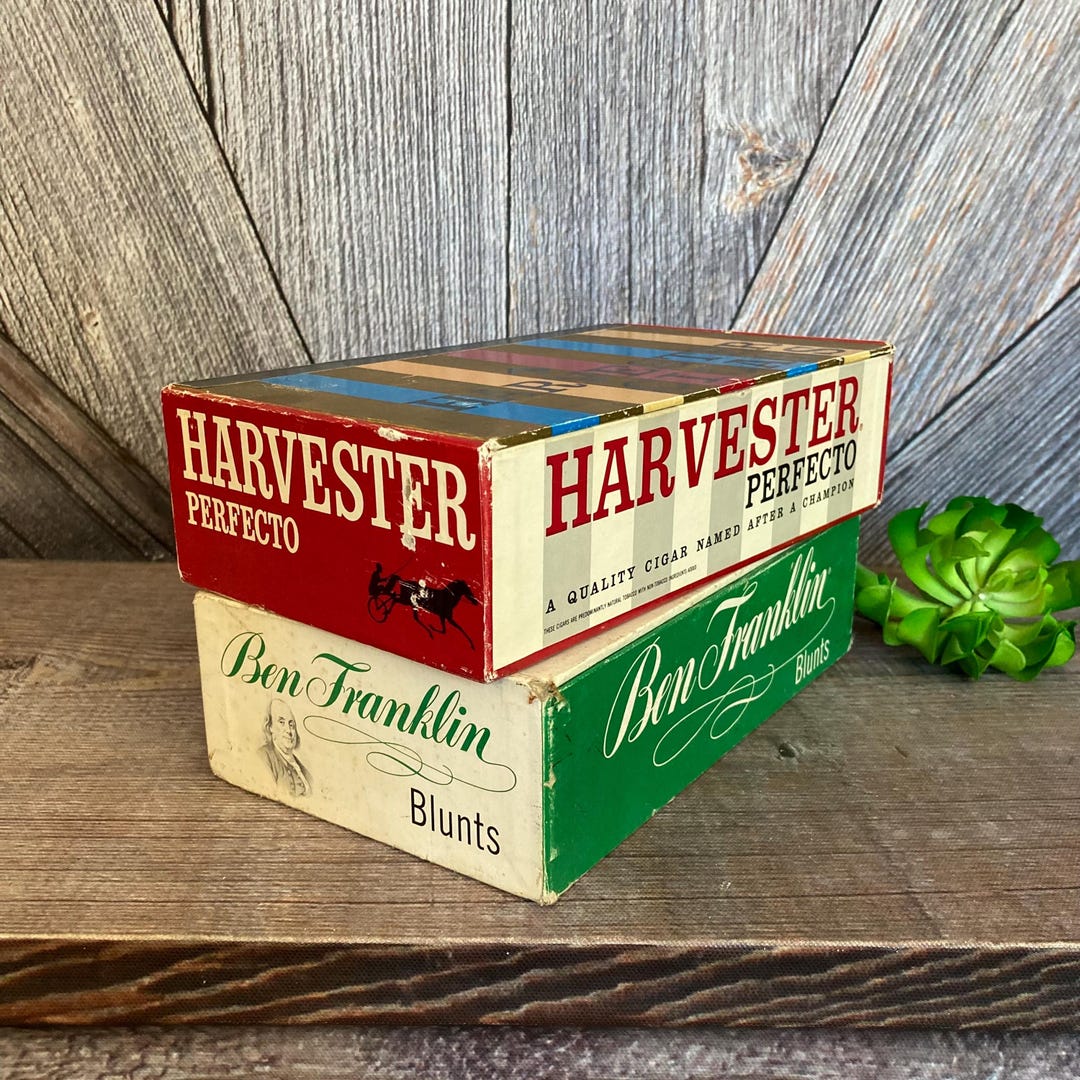2 Vintage Cigar Boxes Vintage Authentic Cigar Box {ben Franklin ...