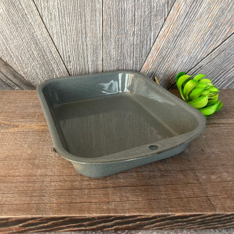 Vintage Gray Enamel Pan Rectangular Pan 10.5x8x1.75 Inches - Etsy