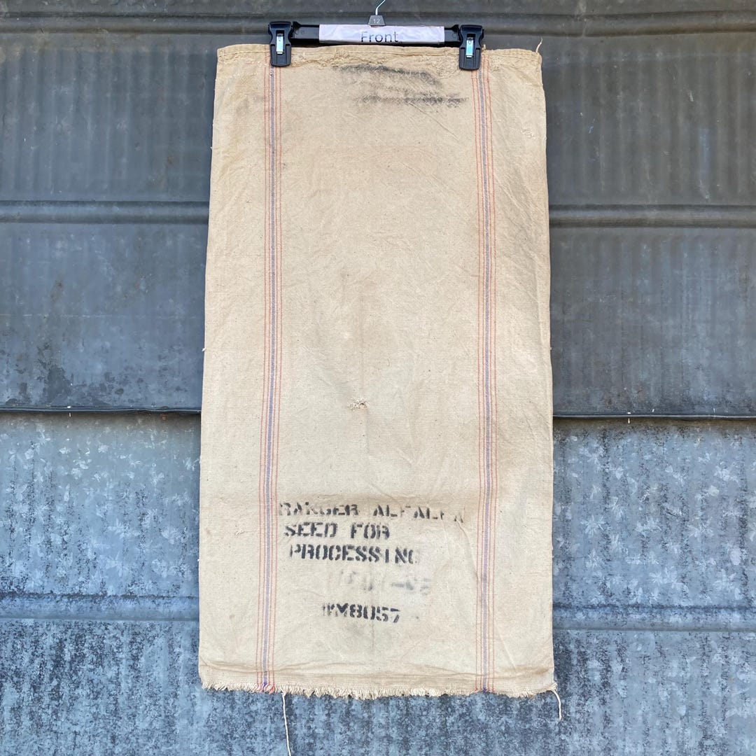 Vintage Unprinted Heavy Cotton Muslin Sack With Red and Blue Pinstripes ...