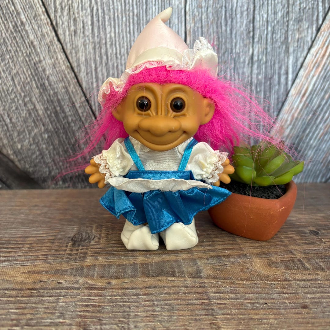 Vintage Dutch Troll Doll {dutch Girl Troll With Pink Hair Hat} Russ ...
