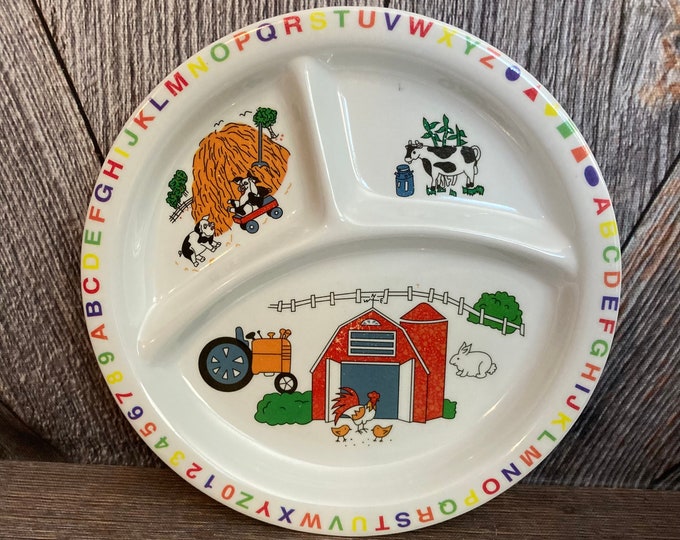 Vintage Alphabet Plate {divided ABC Kids Plastic Melamine Kid Play ...