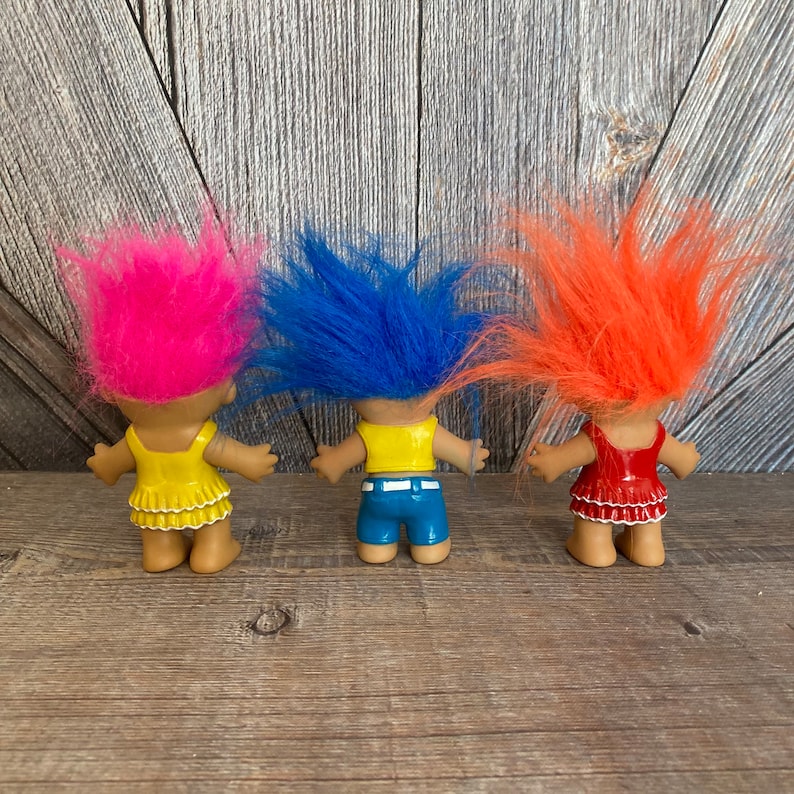 Vintage Troll Dolls {3 Trolls With Molded Clothing Permanent Clothes ...