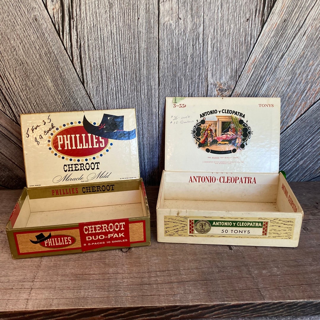 2 Vintage Cigar Boxes Authentic Cigar Box {antonio Y Cleopatra Tonys ...