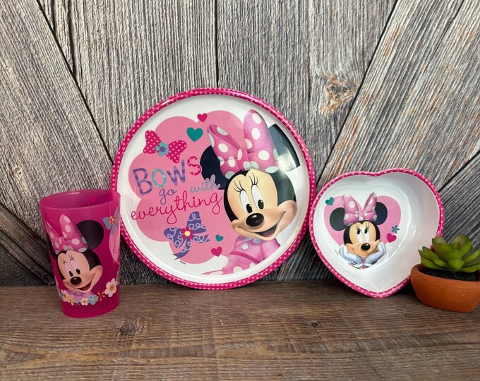 Vintage Minnie Mouse Plate Bowl Cup Set {vintage Disney Melmac Plastic ...