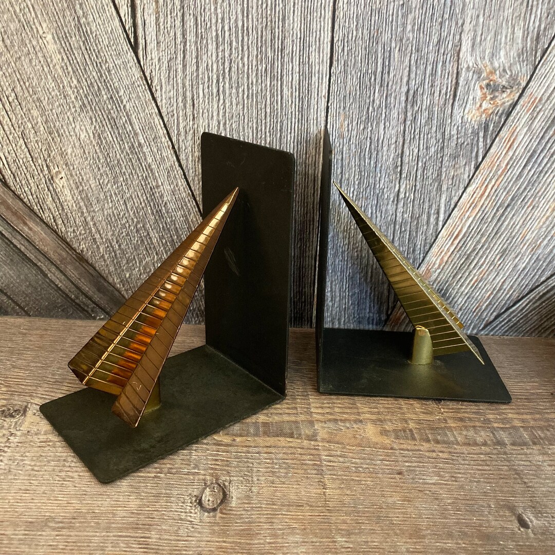2 Metal Paper Airplane Book Ends Vintage metal Book End Metal Brass ...
