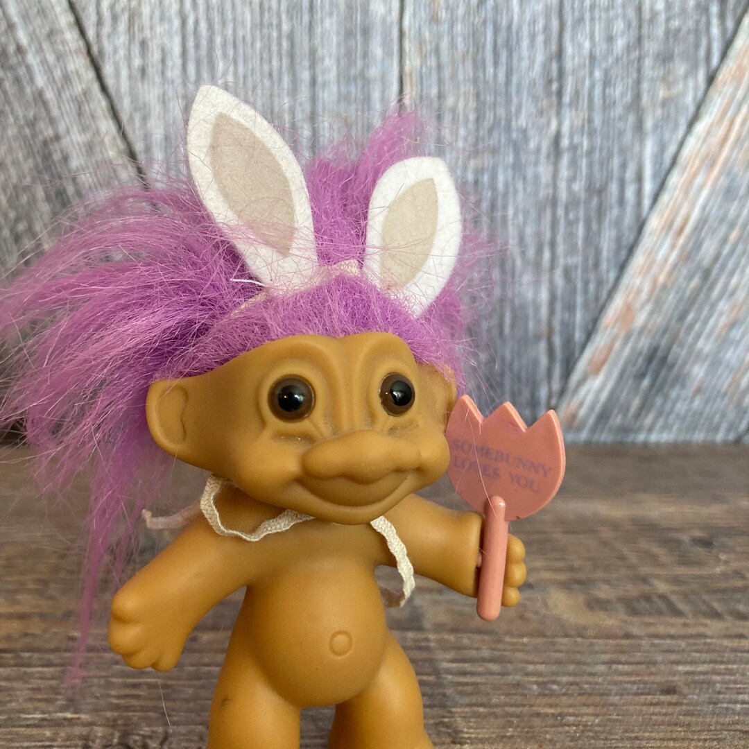 Vintage Easter Troll Doll {somebunny Loves You} Russ Berrie {3 Inch ...