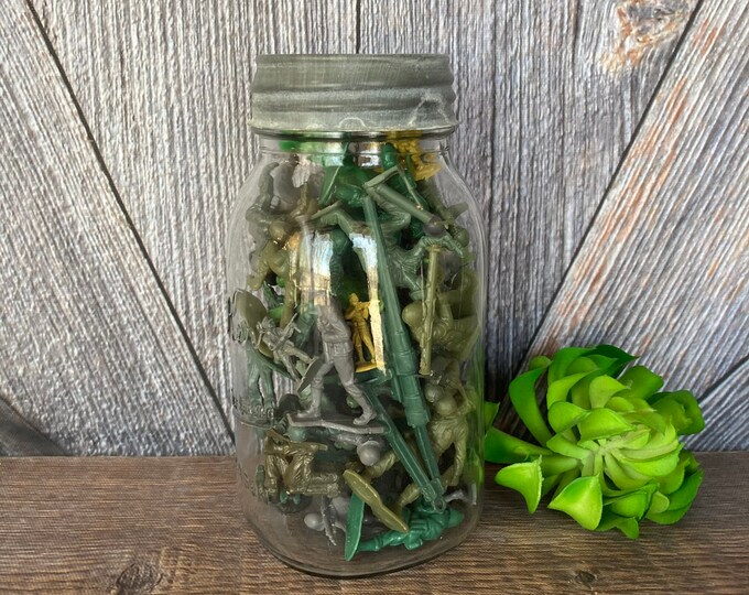 Vintage Jar With Plastic Army Men Toys {baby Boy Nursery Decor Gender ...