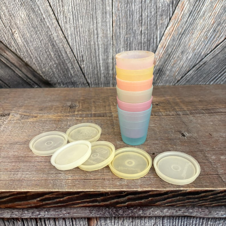 6 Vintage Tupperware Midget Containers Tiny Short Cups Shot Glasses ...