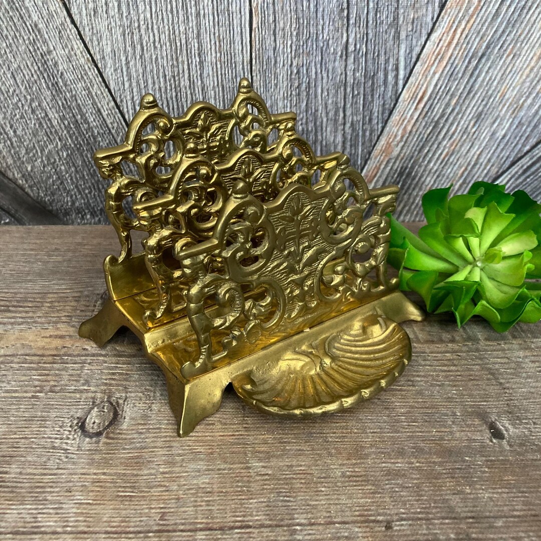 Vintage Mail Holder Brass Metal Letter Sorter Letter Organizer ...