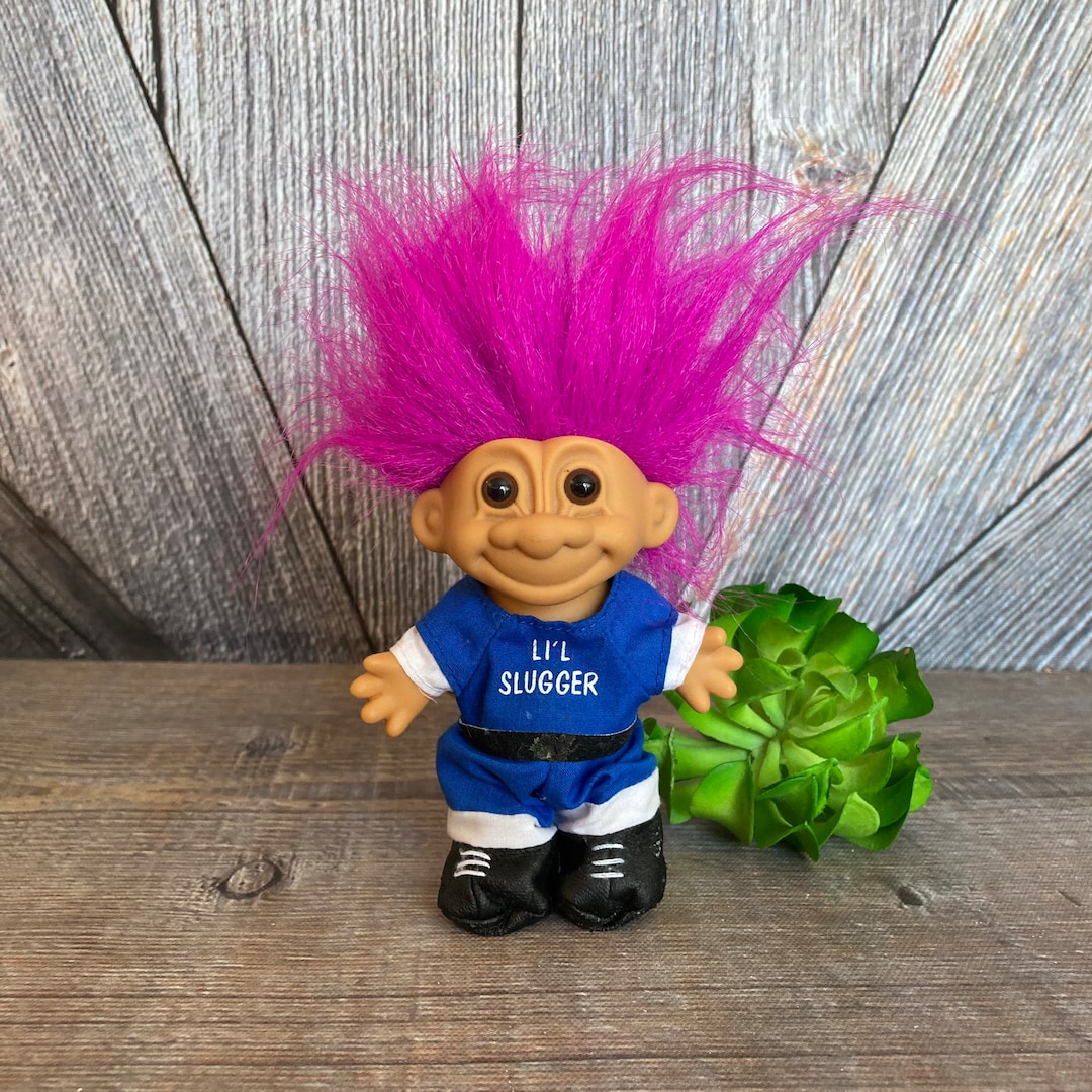 Vintage Troll Doll {baseball Player With Pink Hair} Russ Berrie {5 Inch ...