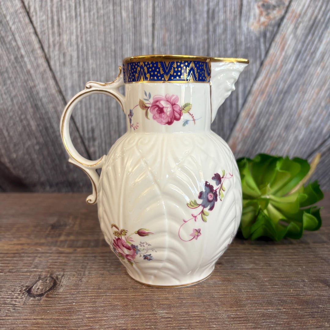 Vintage Floral Cream Pitcher Ceramic Pitcher Vase Creamer Caughley Mask ...