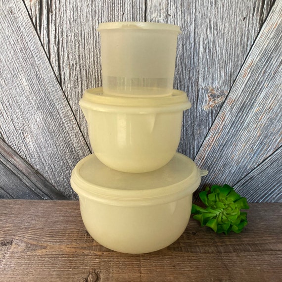 3 vintage Tupperware Clear Container Bowl Set Plastic Round | Etsy