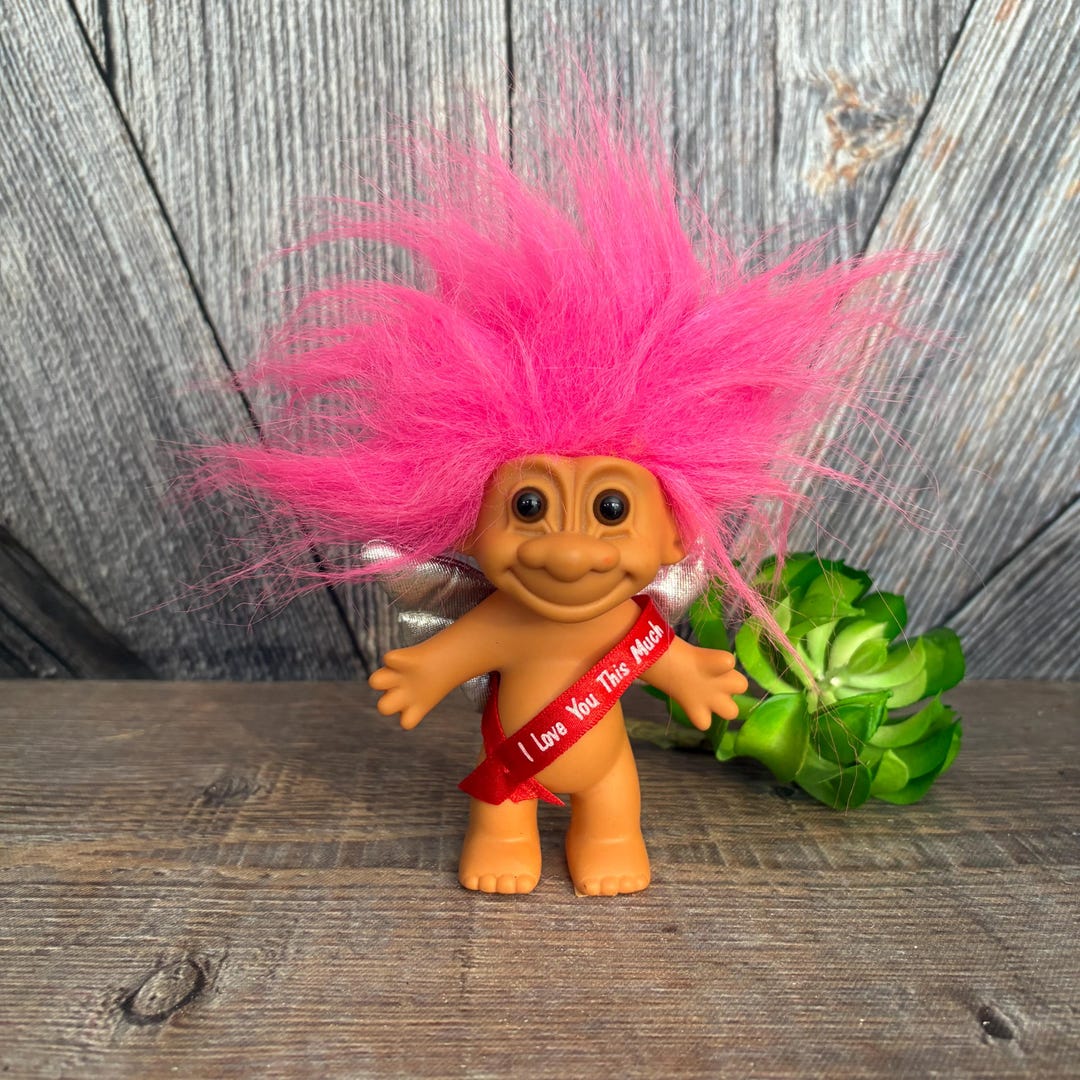 Vintage I Love You This Much Troll Love Russ Berrie Valentines Gift for ...