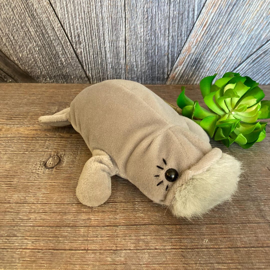 Vintage Walrus Plush Stuffed Animal, Walrus Toy Gray With Eyelashes ...