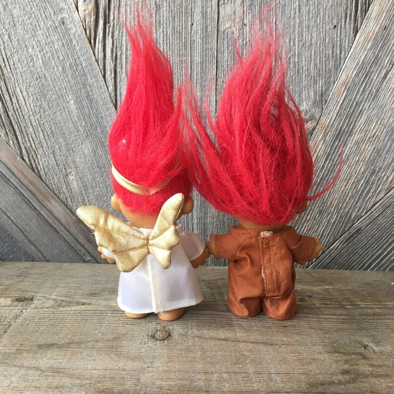 2 Vintage Christmas Trolls angel Tree Hanging Ornament and - Etsy