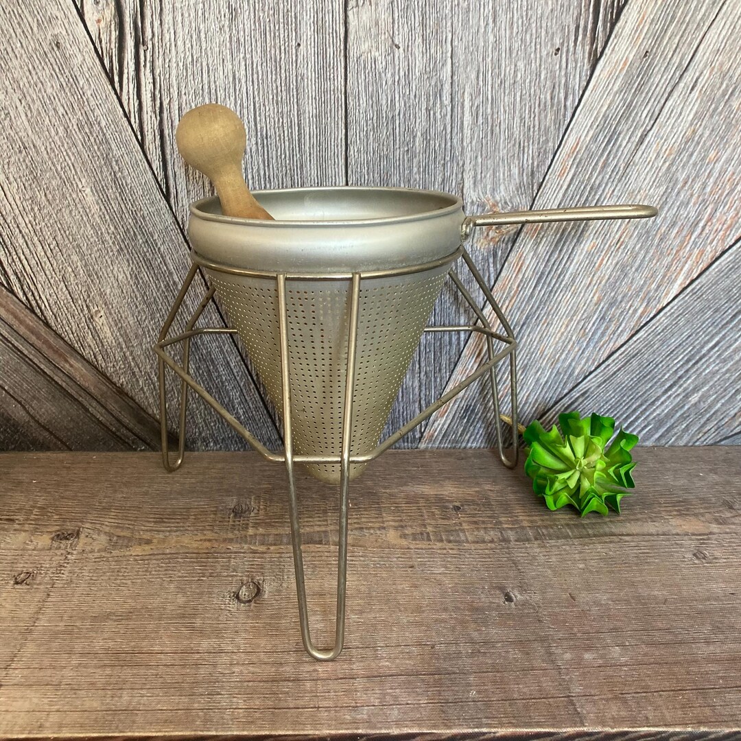 Vintage Strainer Sieve With Pestle Can Canning Applesauce 3 Piece Wood ...