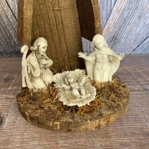 Vintage Christmas Nativity 3 Figure Set Nativity Scene Wooden Stable ...