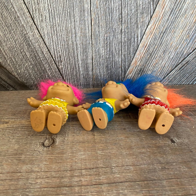 Vintage Troll Dolls {3 Trolls With Molded Clothing Permanent Clothes ...