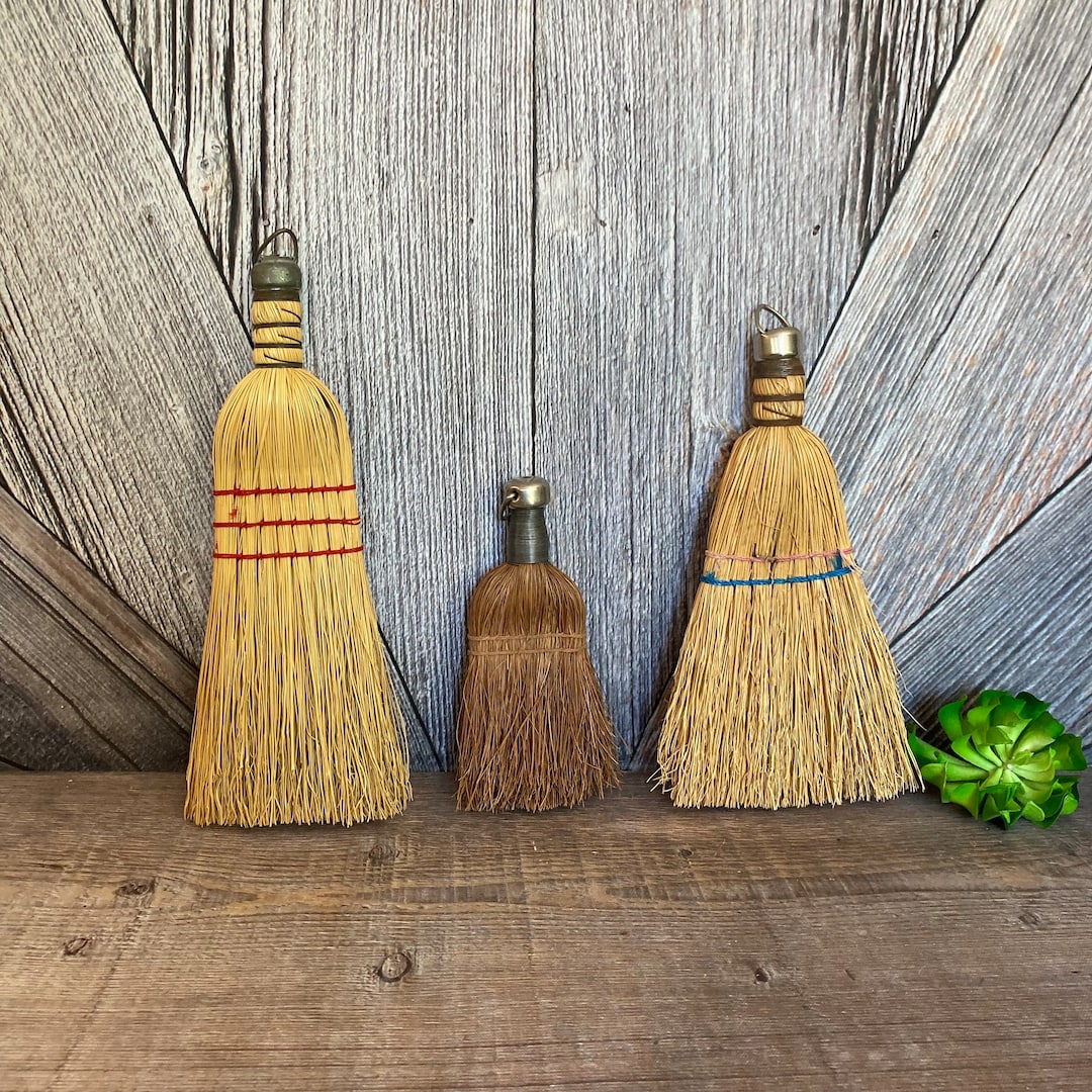 3 Vintage Whisk Brooms Handheld Broom Farmhouse Decor Witch Broom Straw ...
