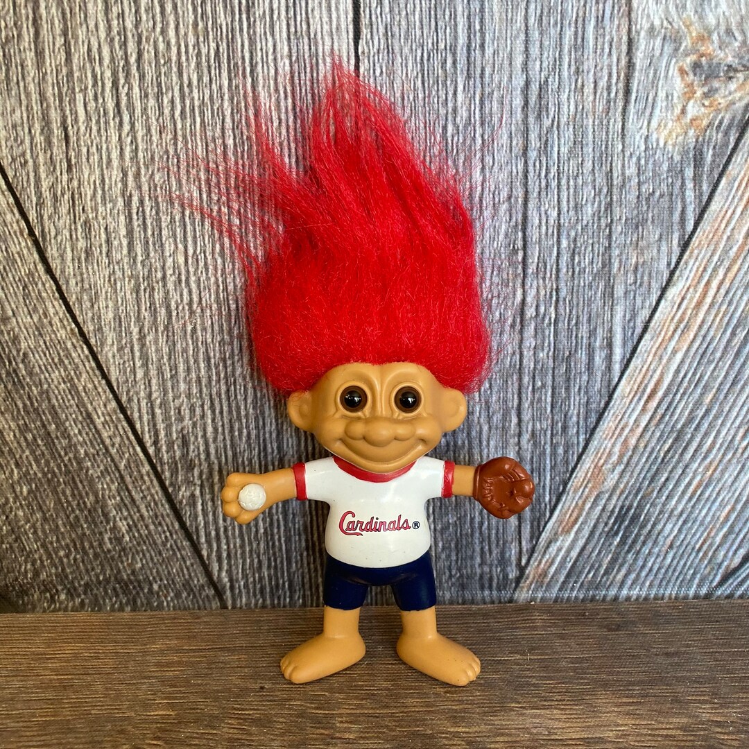 Vintage Cardinals Troll Doll Baseball Player St Louis Russ Berrie 5 Inch Troll Vintage Troll