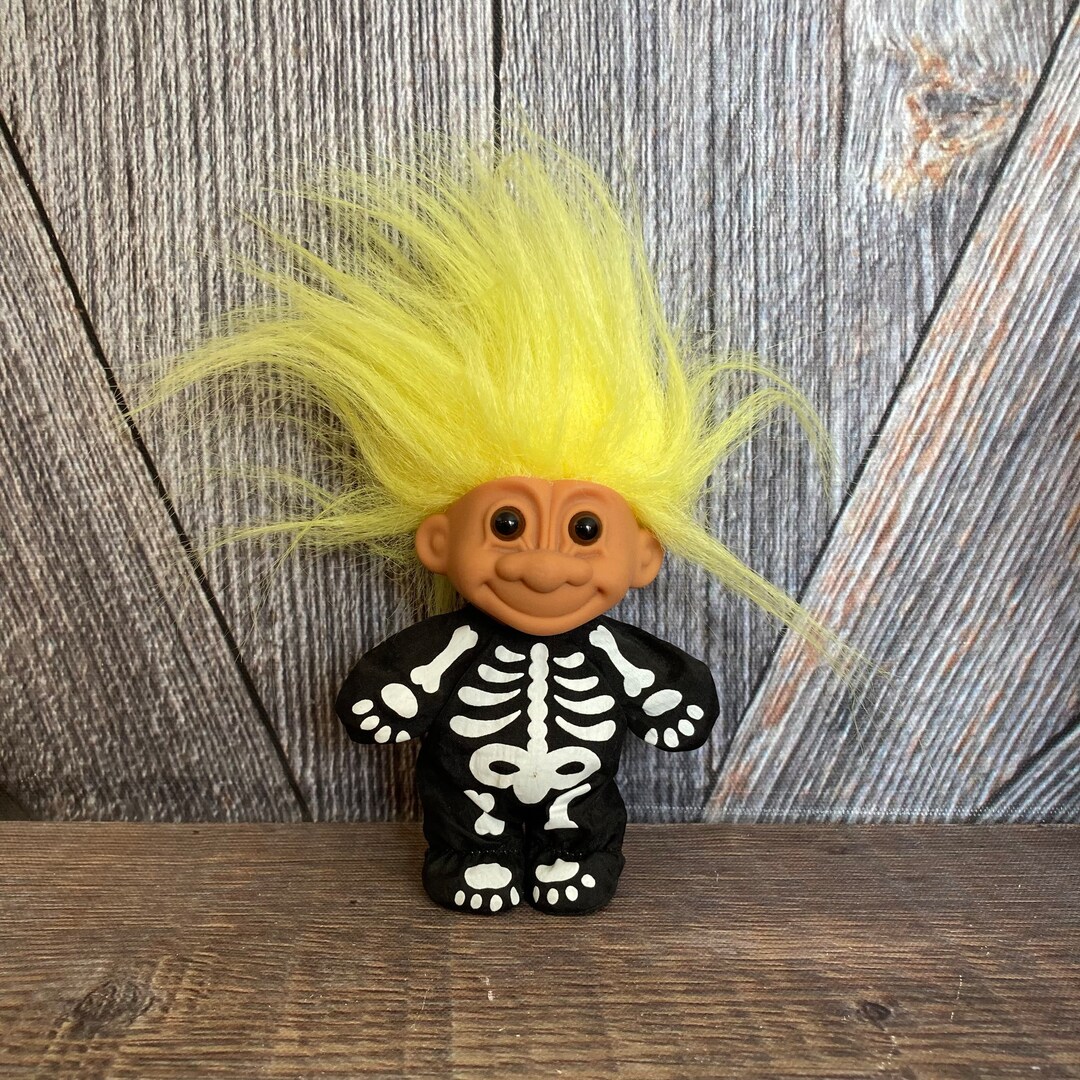 Vintage Halloween Skeleton Troll Doll {troll Hair} Russ Berrie ...