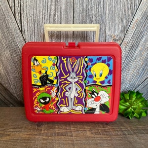 Looney Tunes Lunch Box vintage 90's Red Plastic Lunch Box Looney Tunes ...