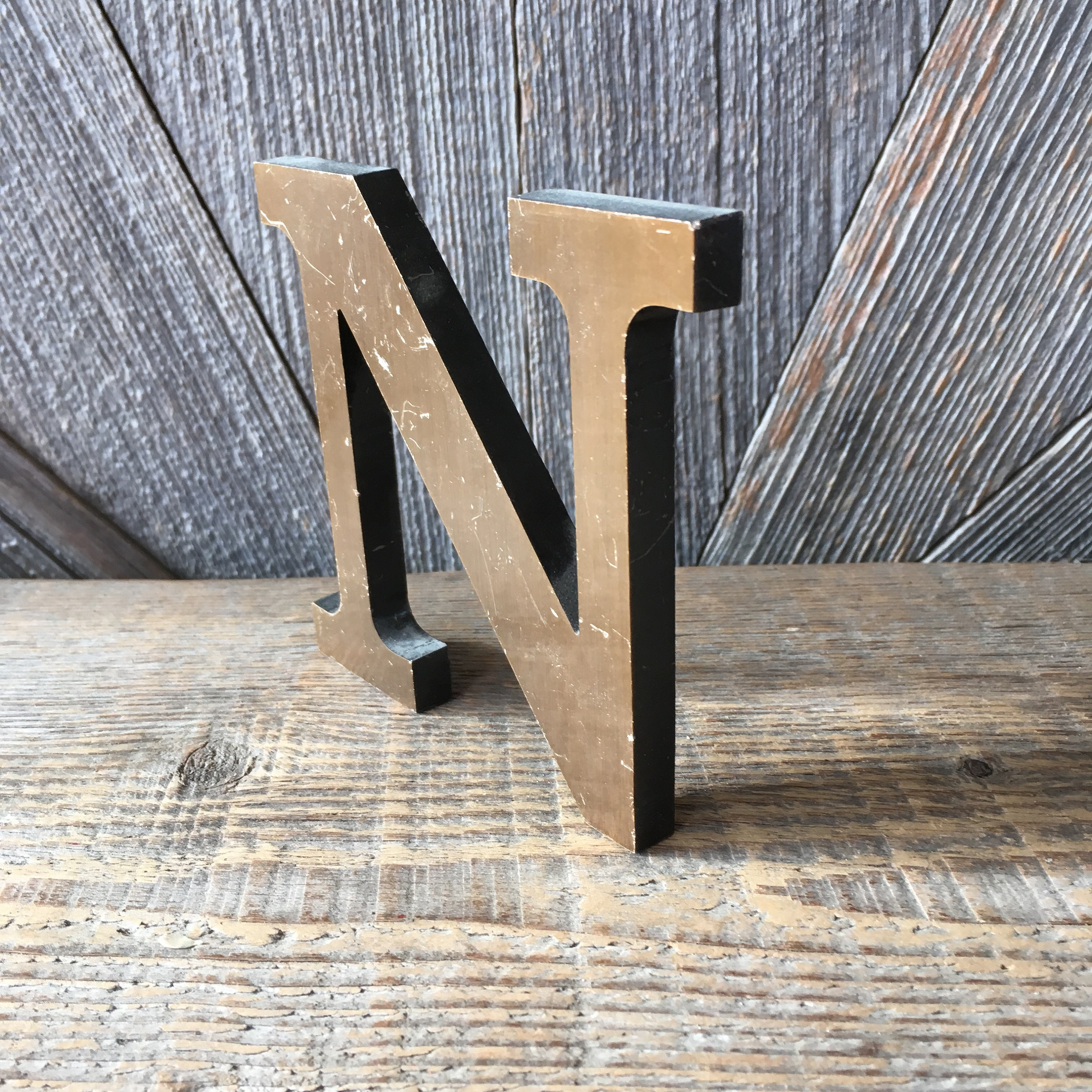 Vintage Metal Letter N Old Sign Gold Shiny Medium Small 4 Inch - Etsy