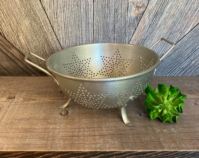 Vintage Metal Colander Mirro Aluminum Strainer Sieve Metal Strainer ...