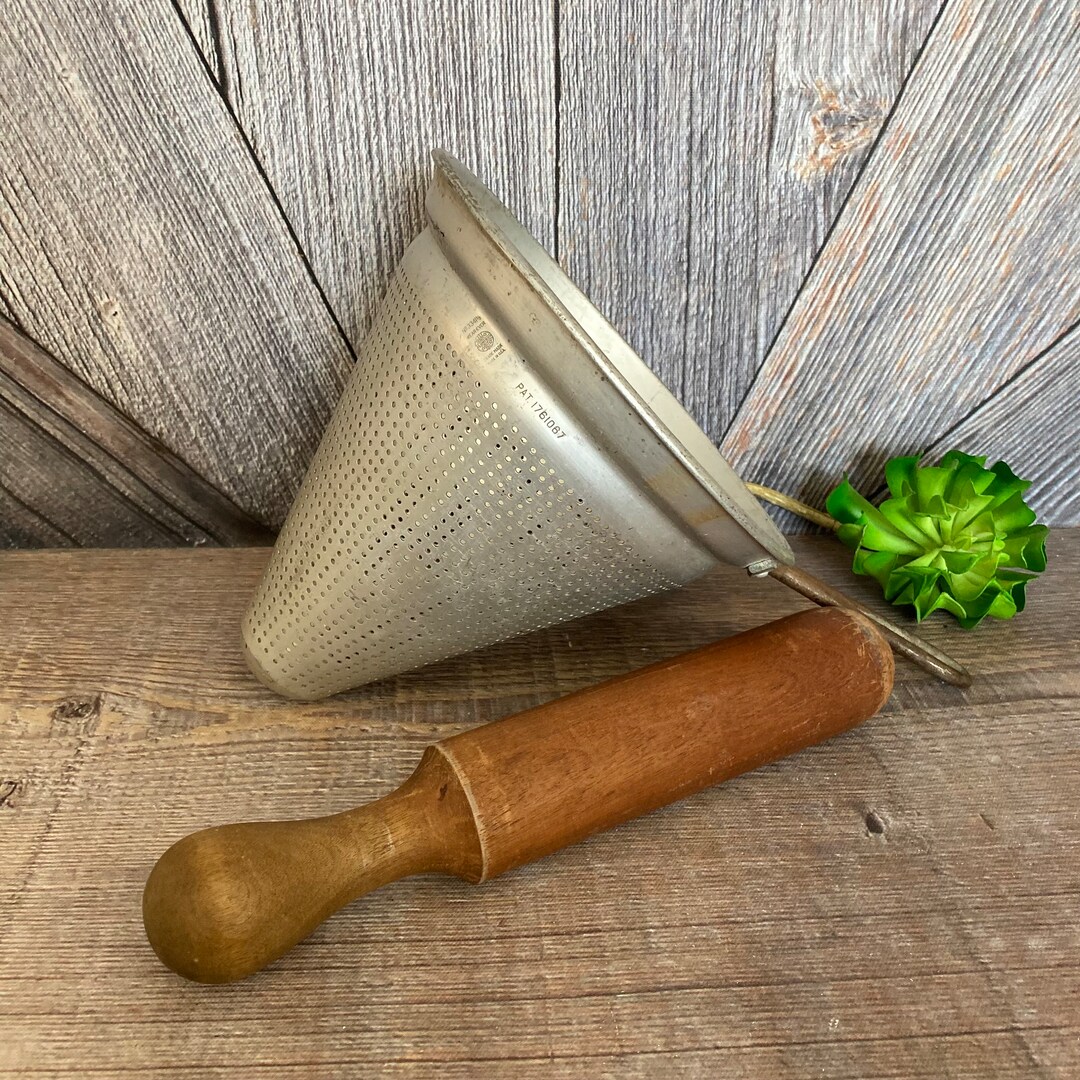 Vintage Strainer Sieve With Pestle Can Canning Applesauce Two Piece ...