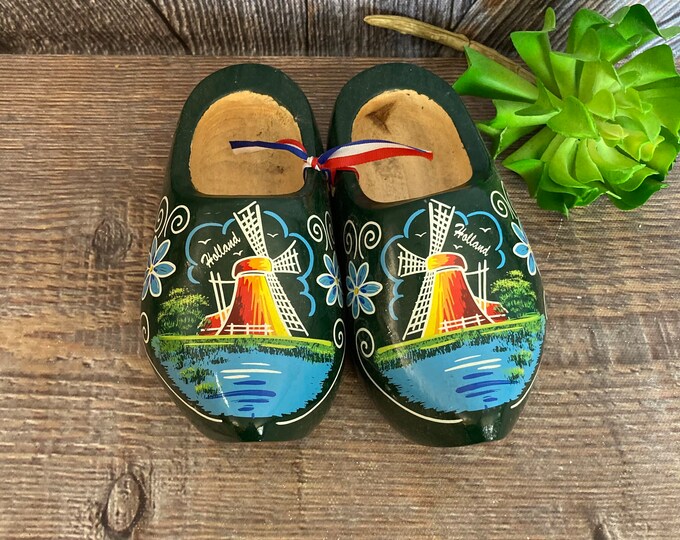 Vintage Wooden Shoes {dutch Wooden Clogs Dutch Pattern} Tulip Time ...