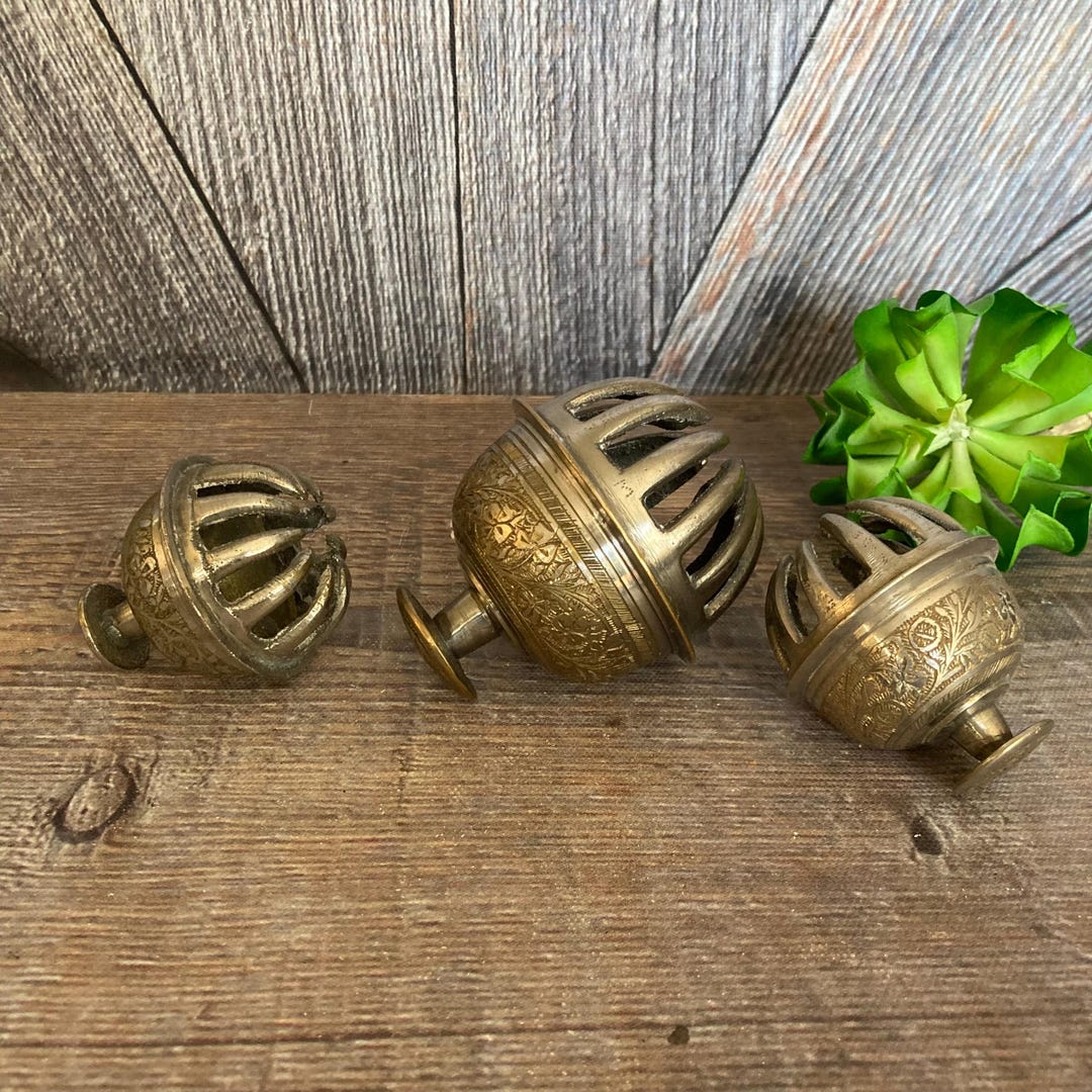 3 Vintage Brass Elephant Claw Bells, Tibetan Indian Yoga Bell, Calming ...