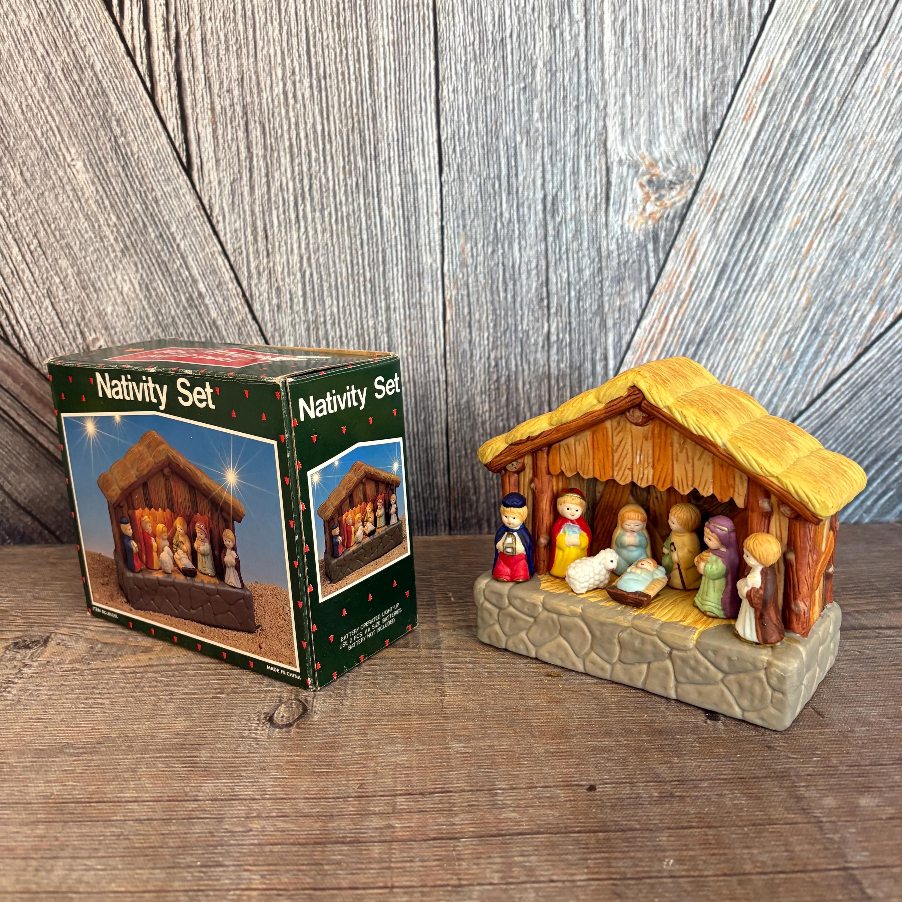 Vintage Christmas Nativity Ceramic Small Nativity Scene Ornament ...